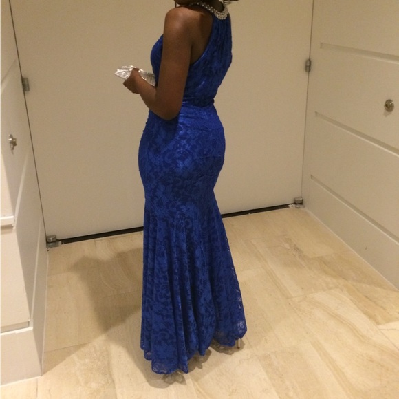 Cindy | Dresses | Worn Once Cindy Royal Blue Lace Prom Dress With ...